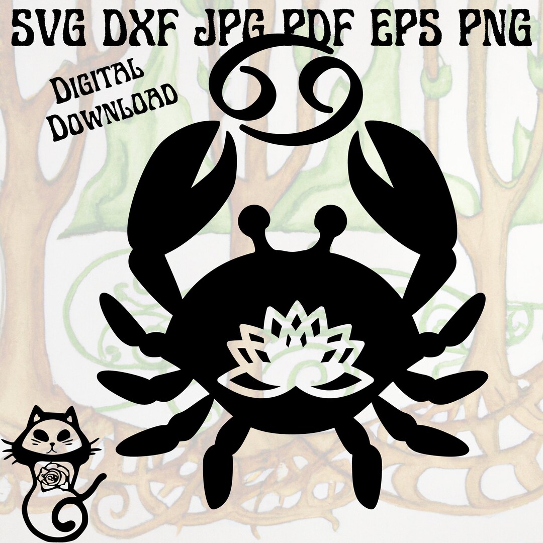 July Lily Cancer, Zodiac Cancer SVG, Zodiac Celestial Svg, Zodiac Files ...