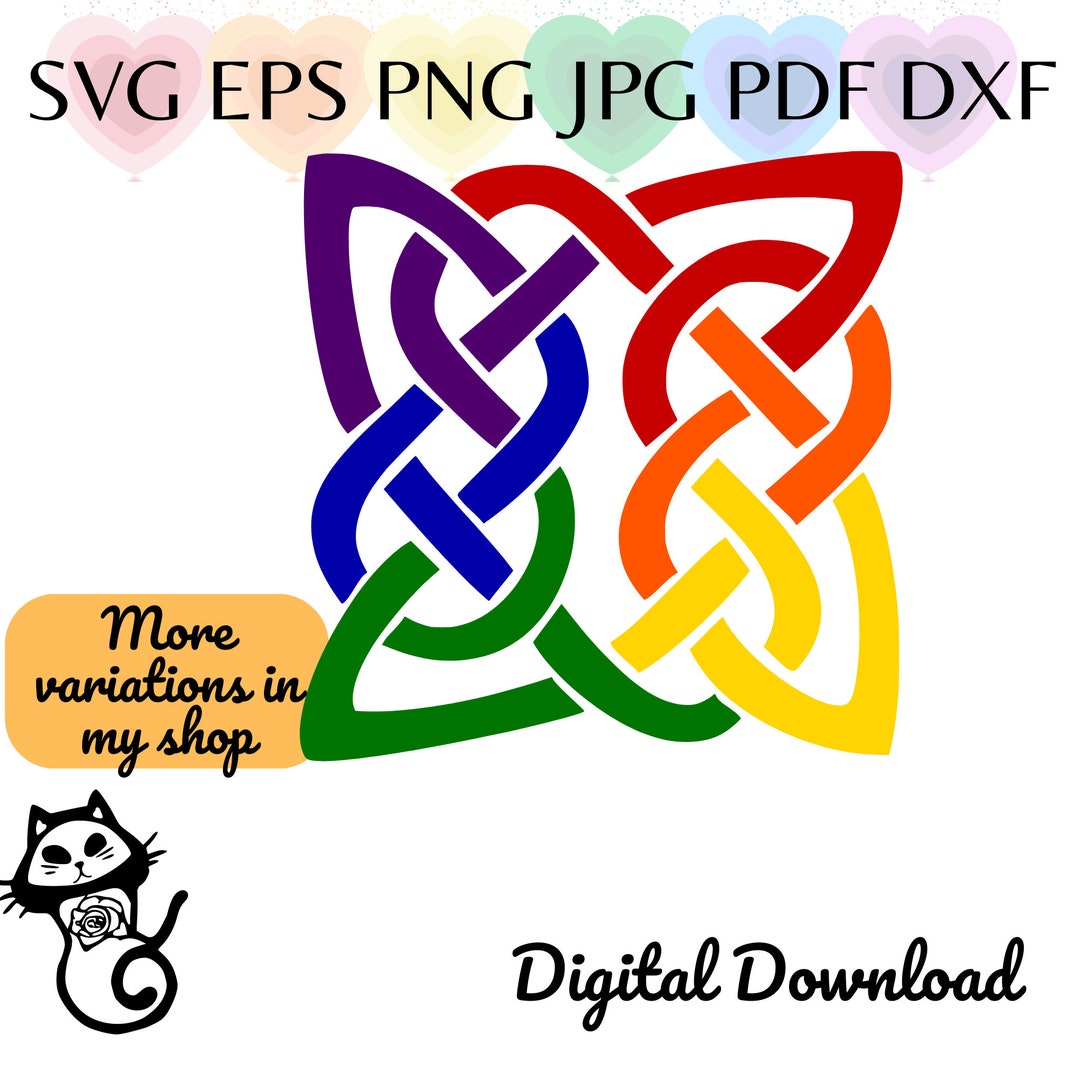 Pride Month Celtic SVG Knot, LGBTQ Rainbow Celtic Knot, Pride Rainbow Celtic Clip Art, Rainbow ...