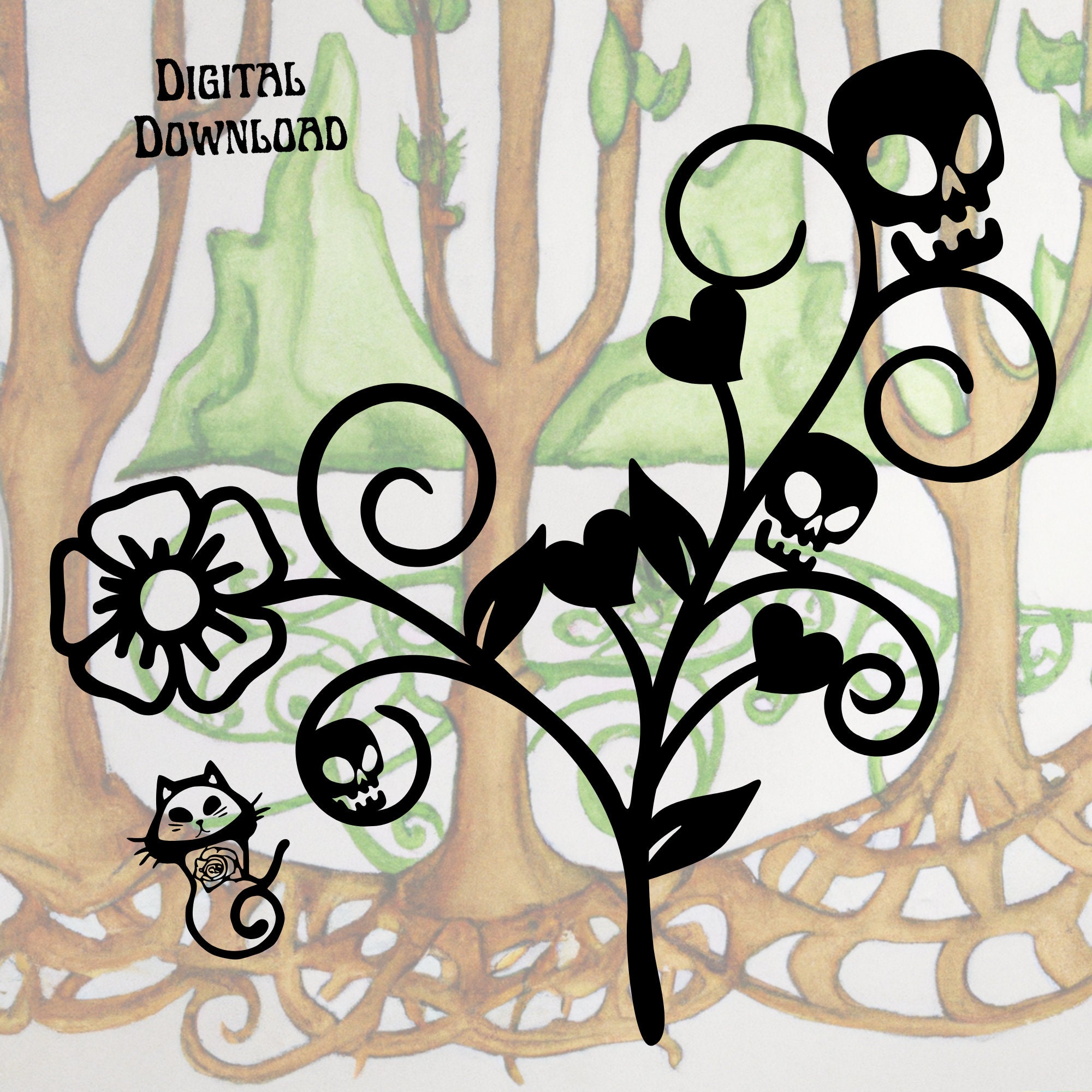 Skulls for Goth Mom Svg File for Laser or Cricut. Goth Mother's Day ...