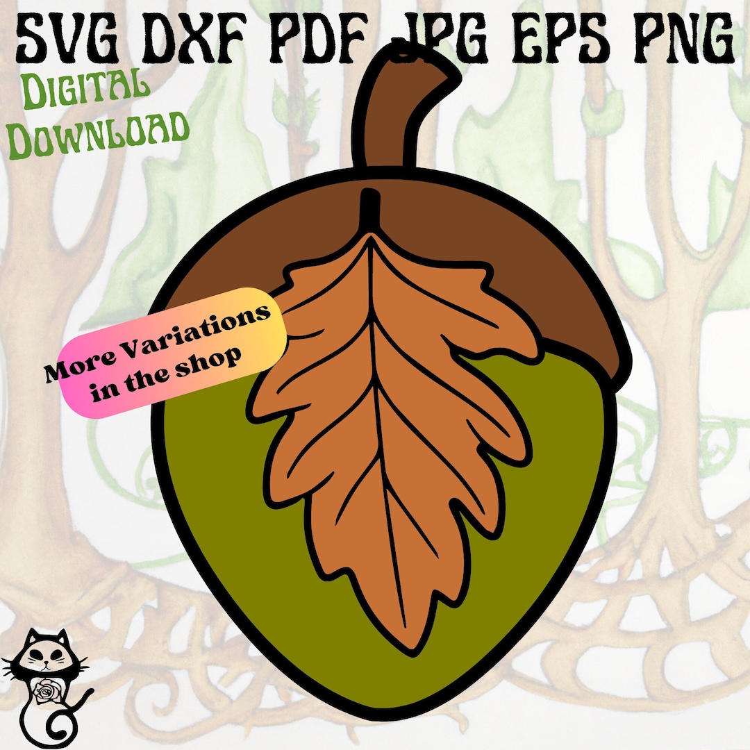 Acorn and Leaf, Acorn Cut Files, Acorn SVG, Acorn Png, Fall Cut Files ...