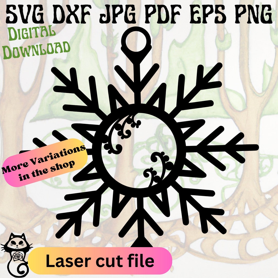 Copo de nieve SVG, Adorno de Navidad svg, Archivos láser de Navidad ...