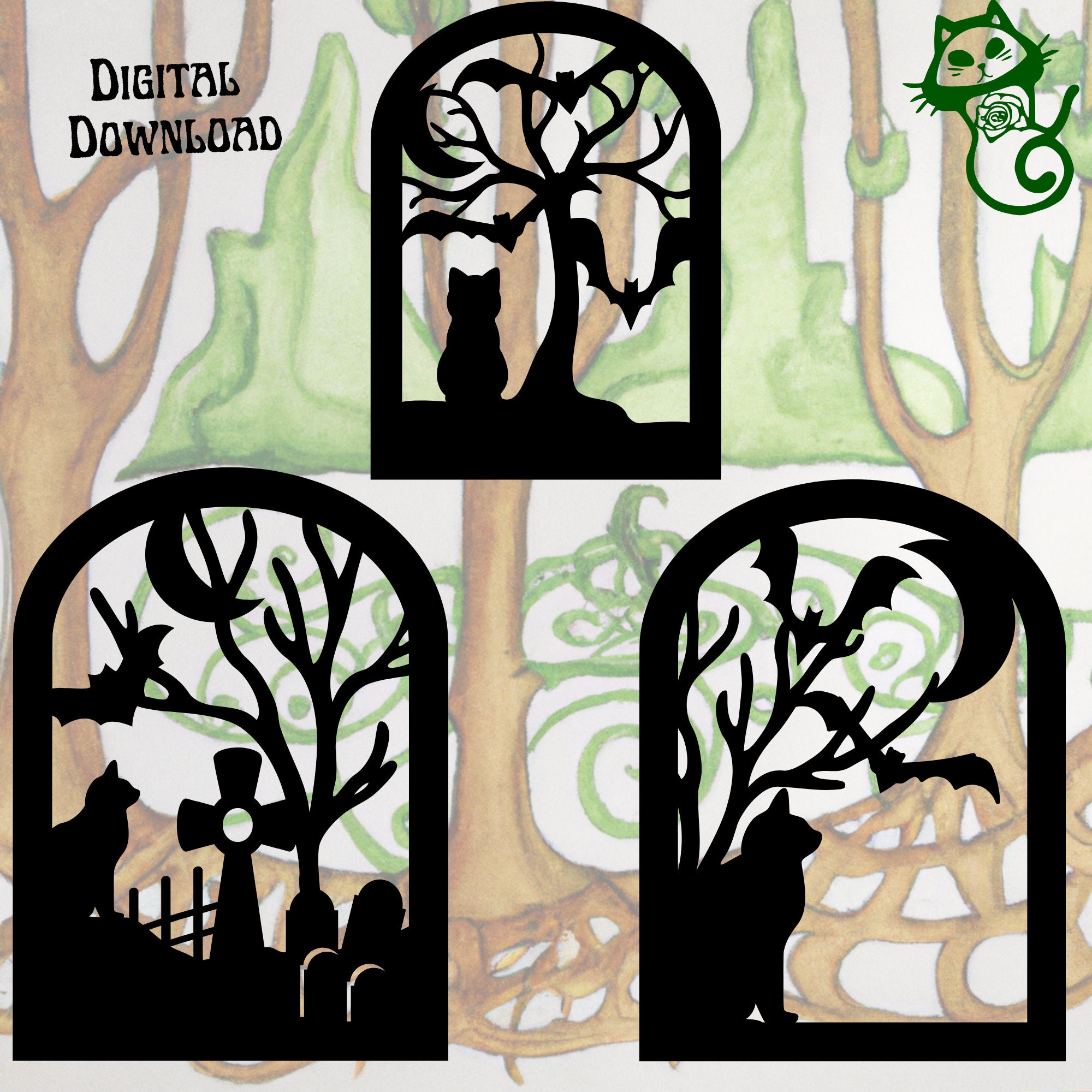 Creepy Halloween Svg Bundle, Spooky Pumpkins, Creepy Bats Svg, Spooky ...