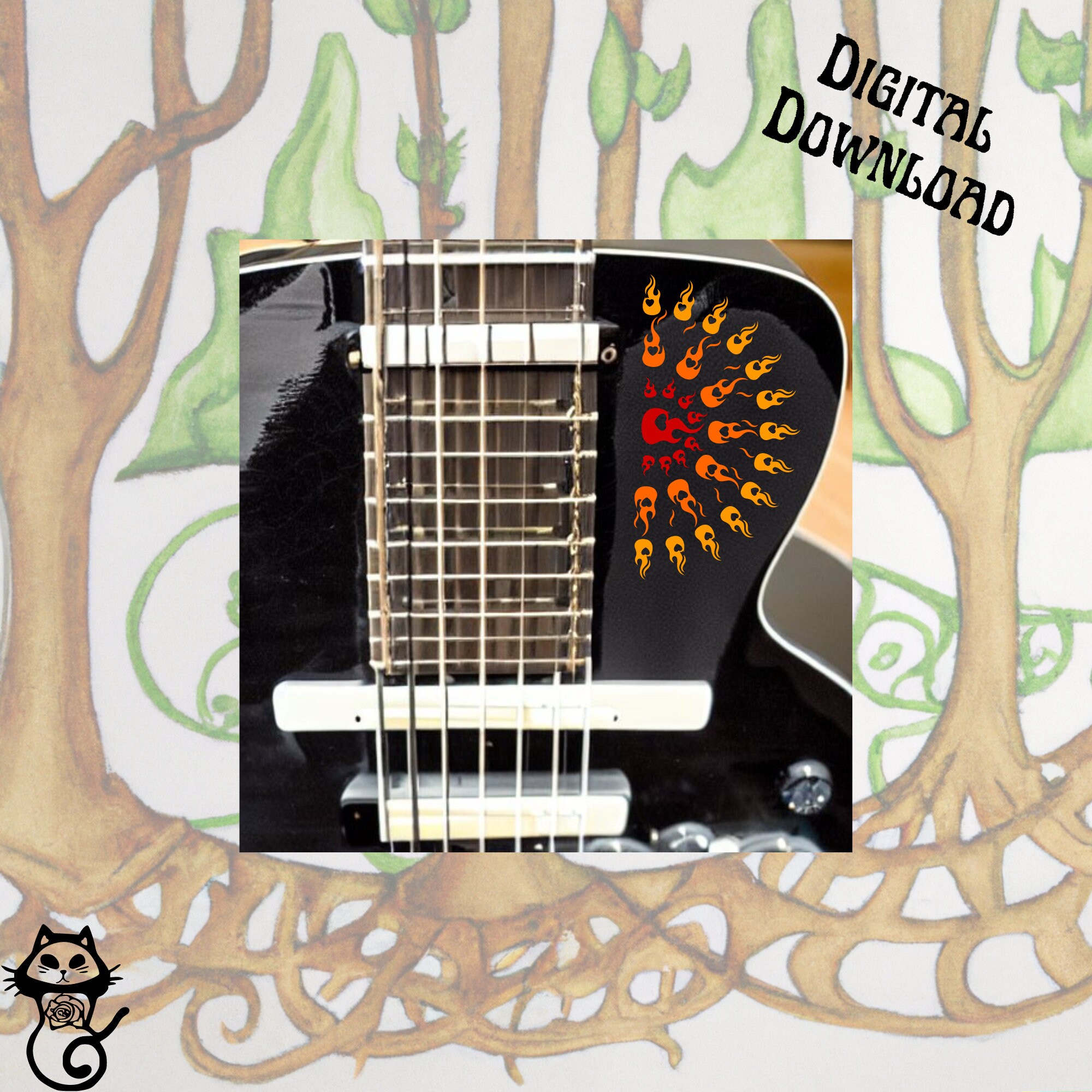 Guitar Fireburst SVG, Fireburst Sticker, Guitar Lover, Guitar Art, Fire ...