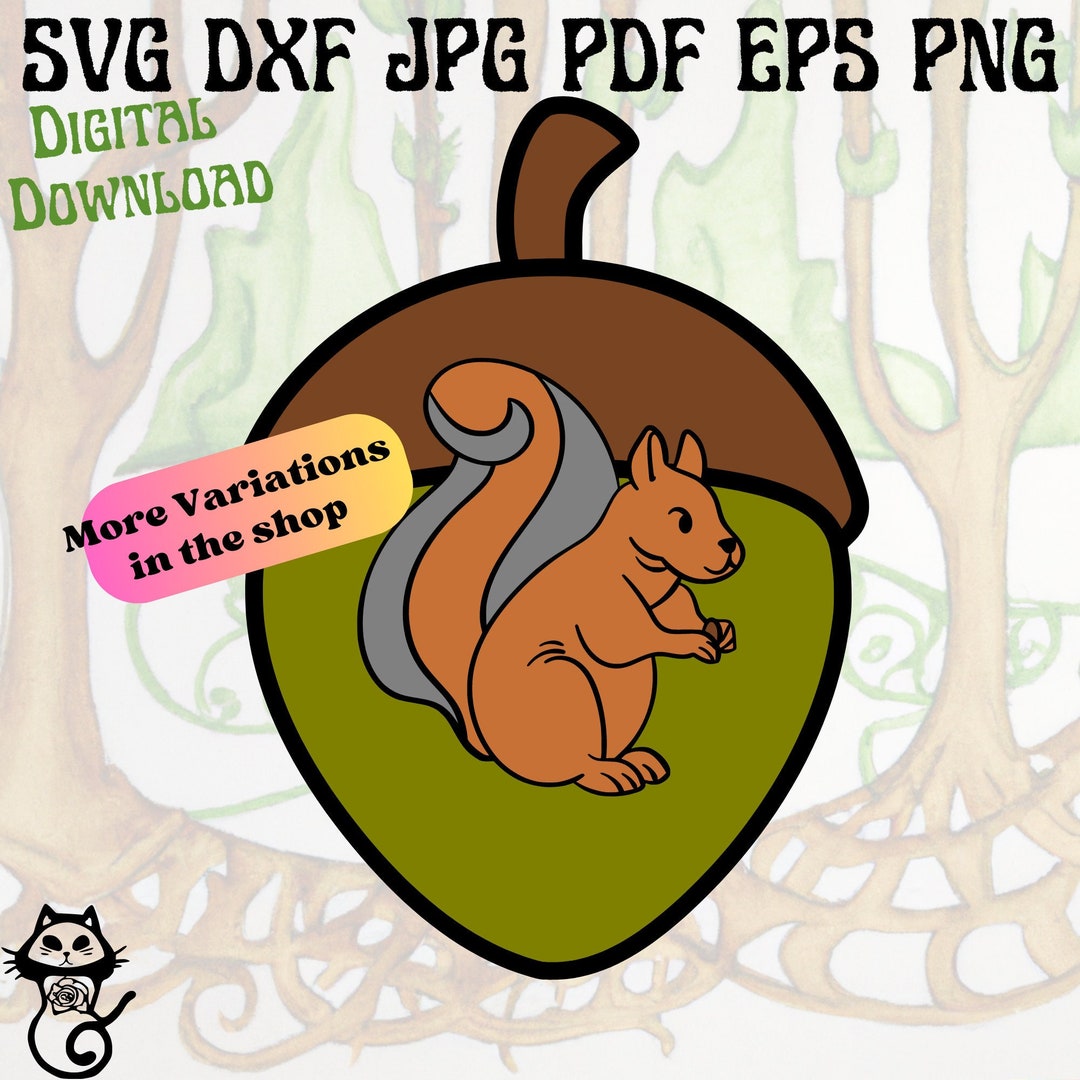 Acorn and Squirrel Cut Files, Acorn SVG, Squirrel Svg, Fall Cut Files ...