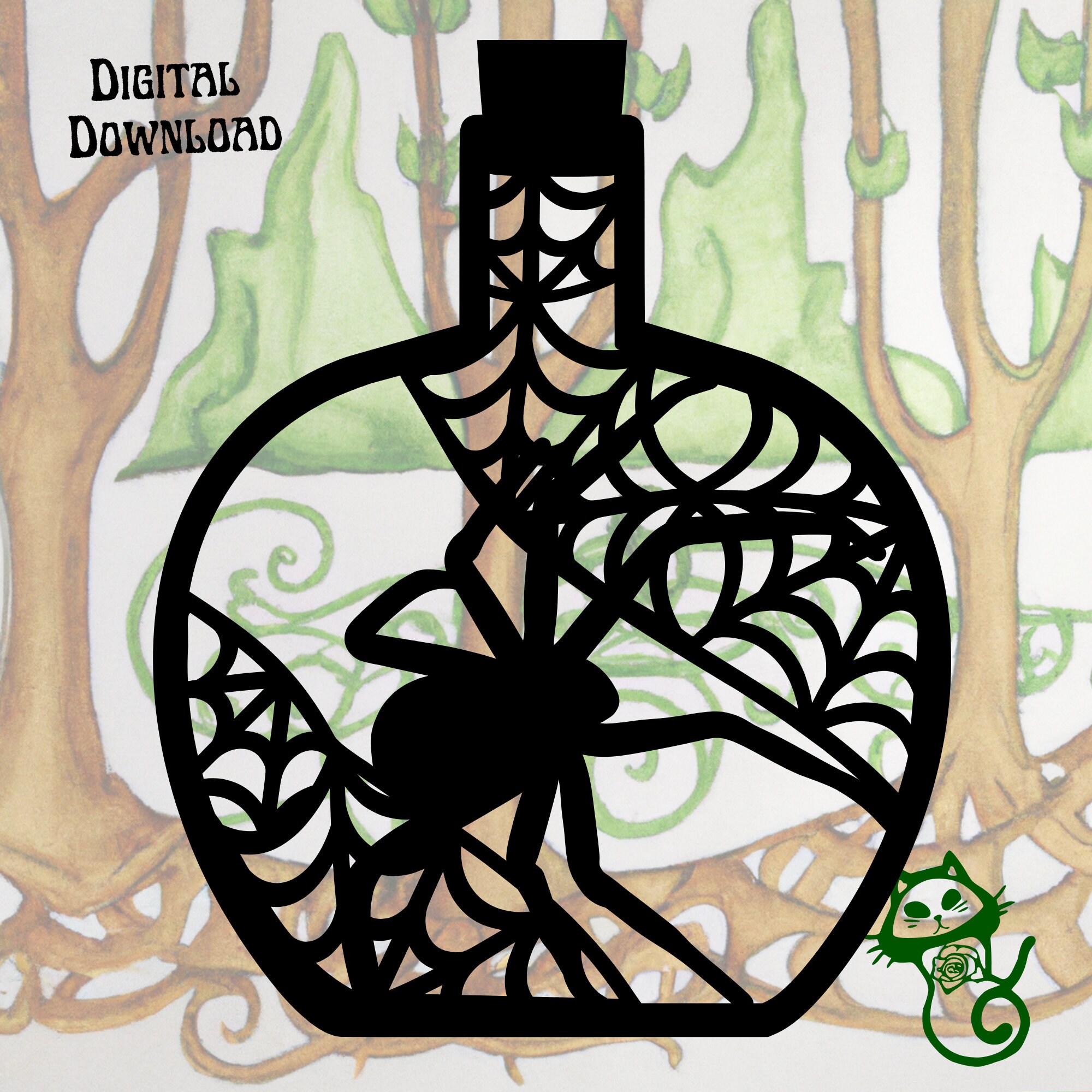 Creepy Spider Potion Bottles Svg, Spooky Cobwebs With Spider Svg ...