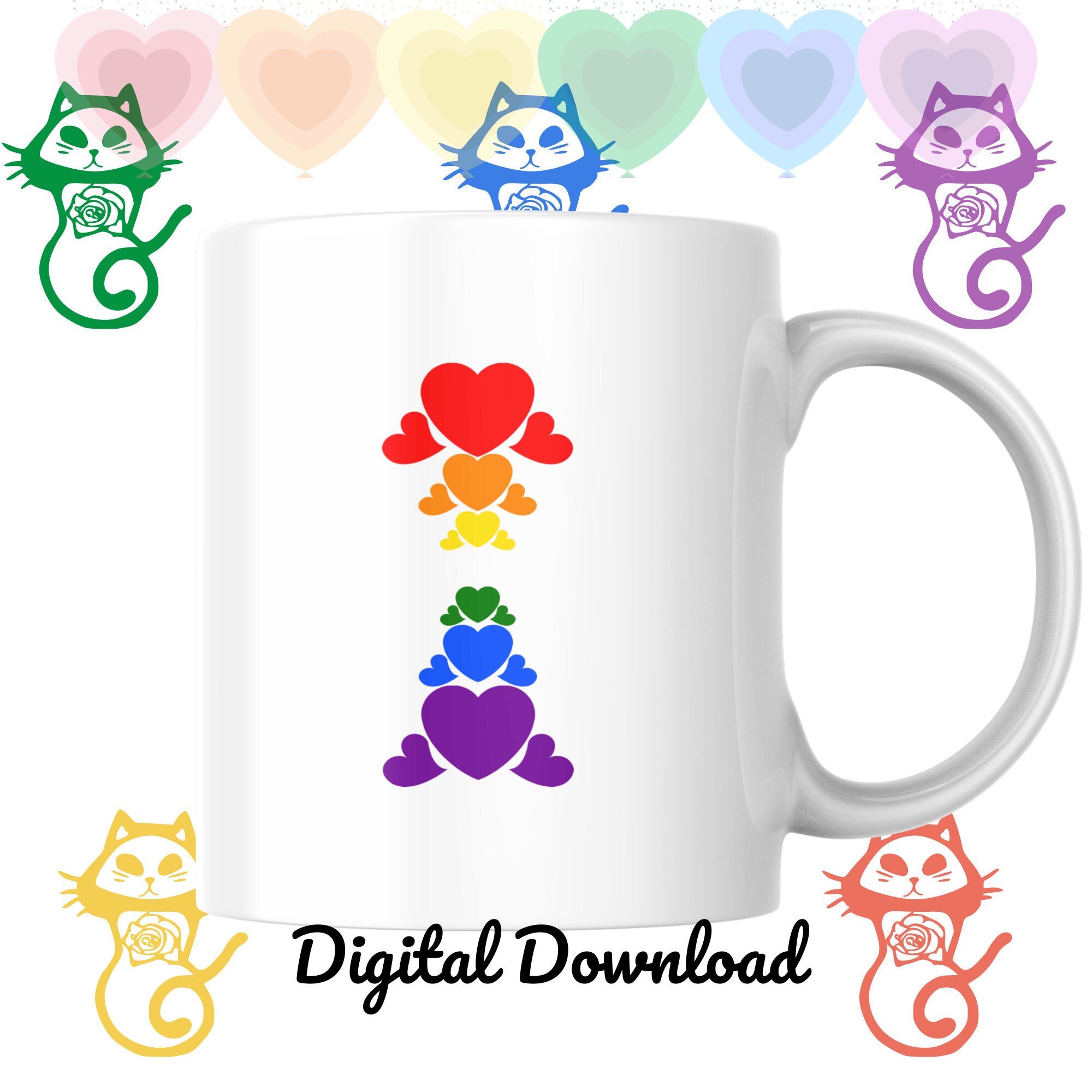 Pride Rainbow Svg, Rainbow SVG, Love Svg, Heart Svg, Pride Hearts Png ...