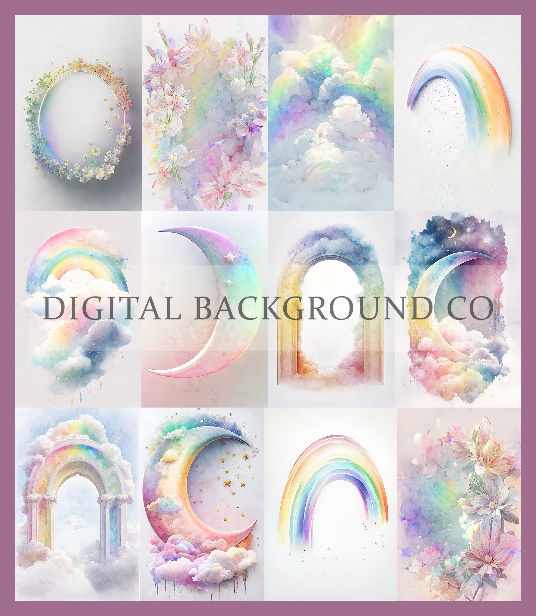 Rainbow Inspired Digital Backgrounds Fantasy Overlay - Etsy