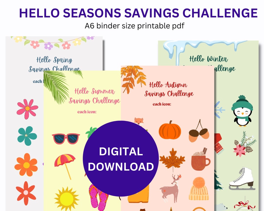 4 Seasons Savings Challenge | Savings Challenge Printable | Savings ...