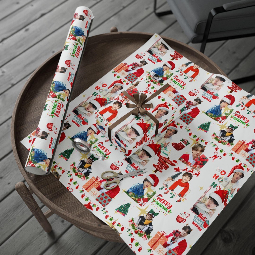 BTS Seokjin Christmas Wrapping Paper, BTS Wrapping Paper, Kpop Gift ...