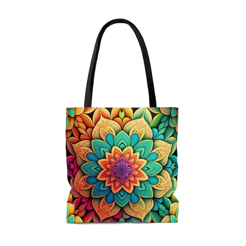 Colorful Mandala AOP Tote Bag: Make a Statement With Vibrant - Etsy