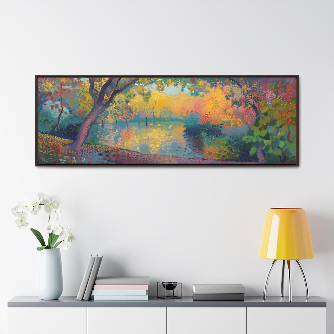Seurat-inspired Autumn Landscape, Pointillist Technique Canvas Print ...