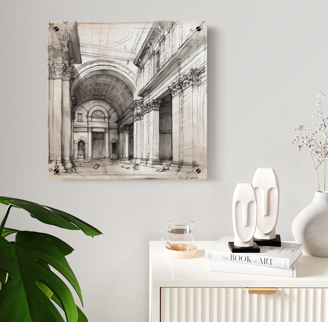 Minimalist Acrylic Wall Art Panel - Classical Architectural Line ...