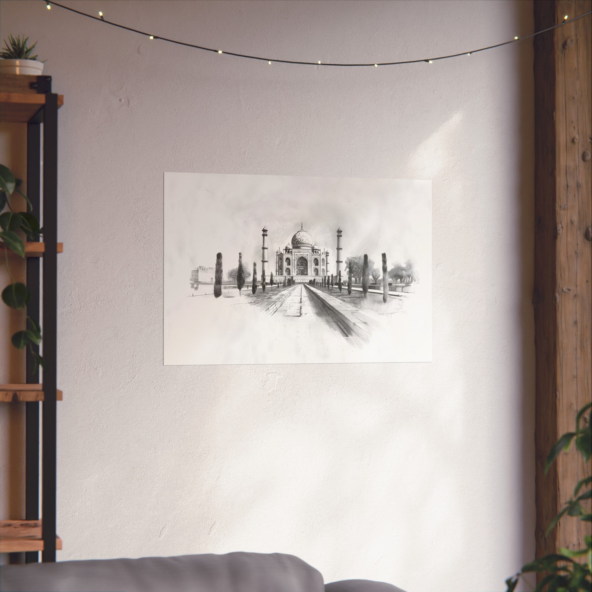 Taj Mahal Pencil Sketch Poster, Museum-grade Matte Art Print for Home ...