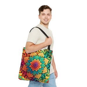 Colorful Mandala AOP Tote Bag: Make a Statement With Vibrant Style - Etsy