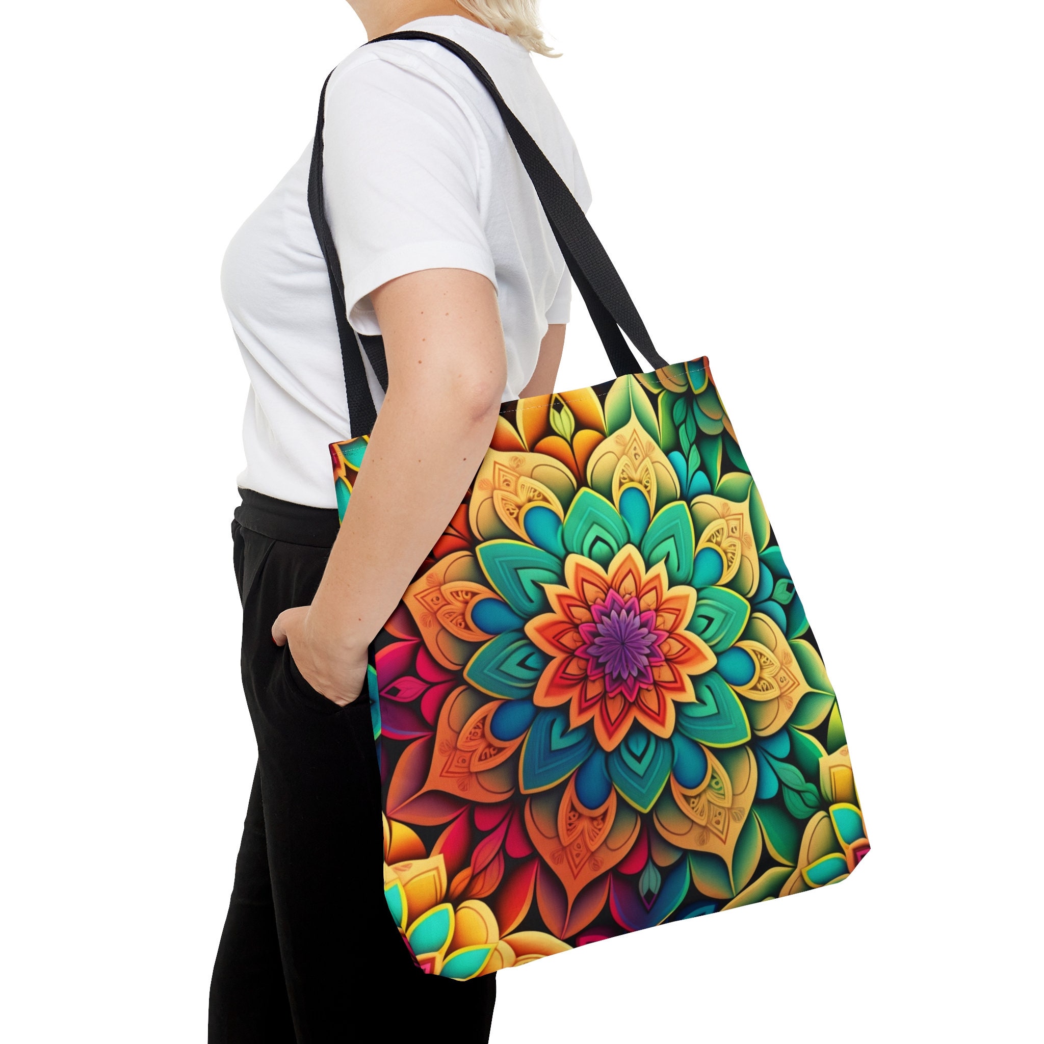 Colorful Mandala AOP Tote Bag: Make a Statement With Vibrant Style - Etsy