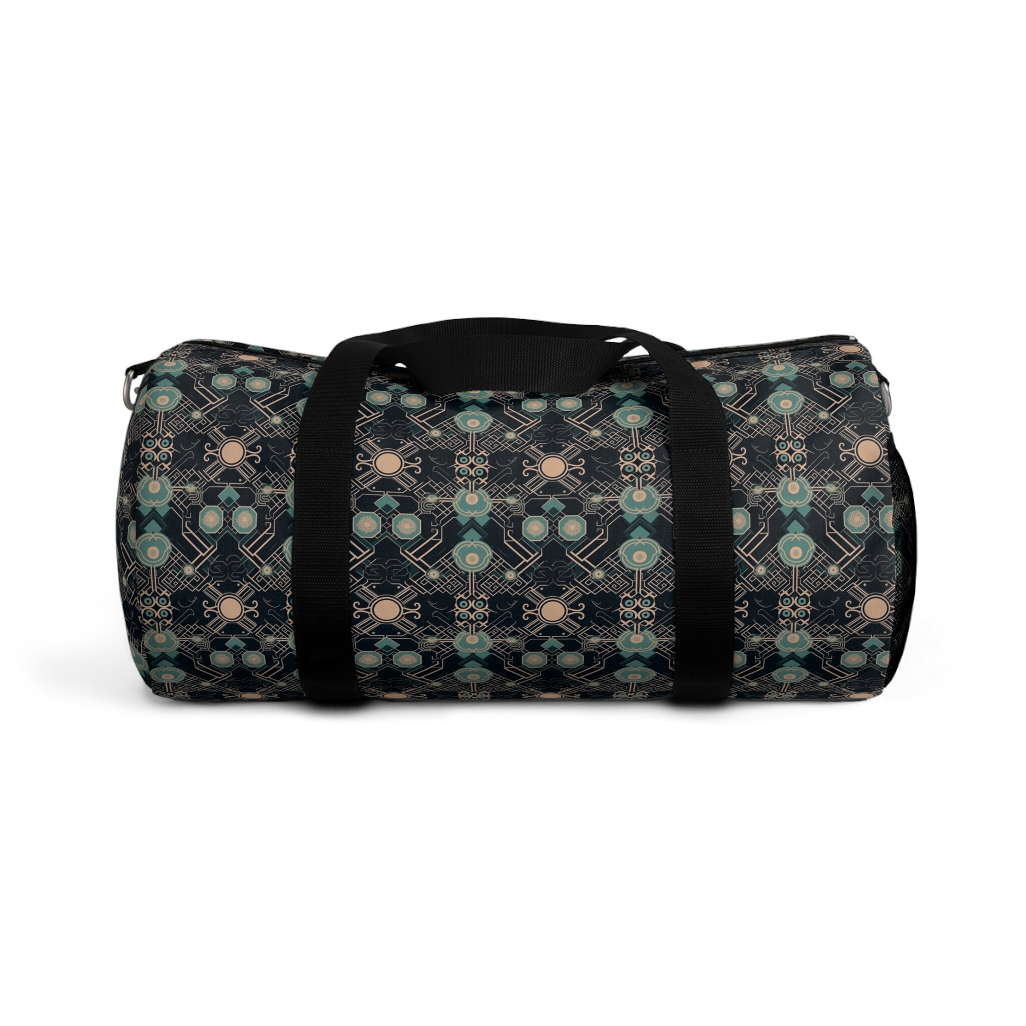 80s Retro Geometric Duffel Bag in Teal & Black – Gym, Travel, Carry-on ...