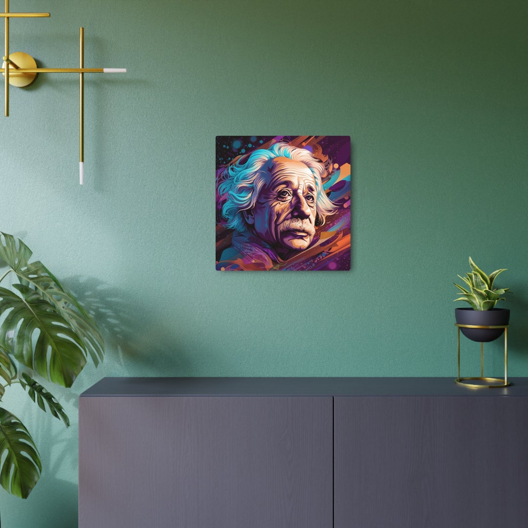 Colorful Albert Einstein Metal Art Sign - Modern Science-themed Wall ...