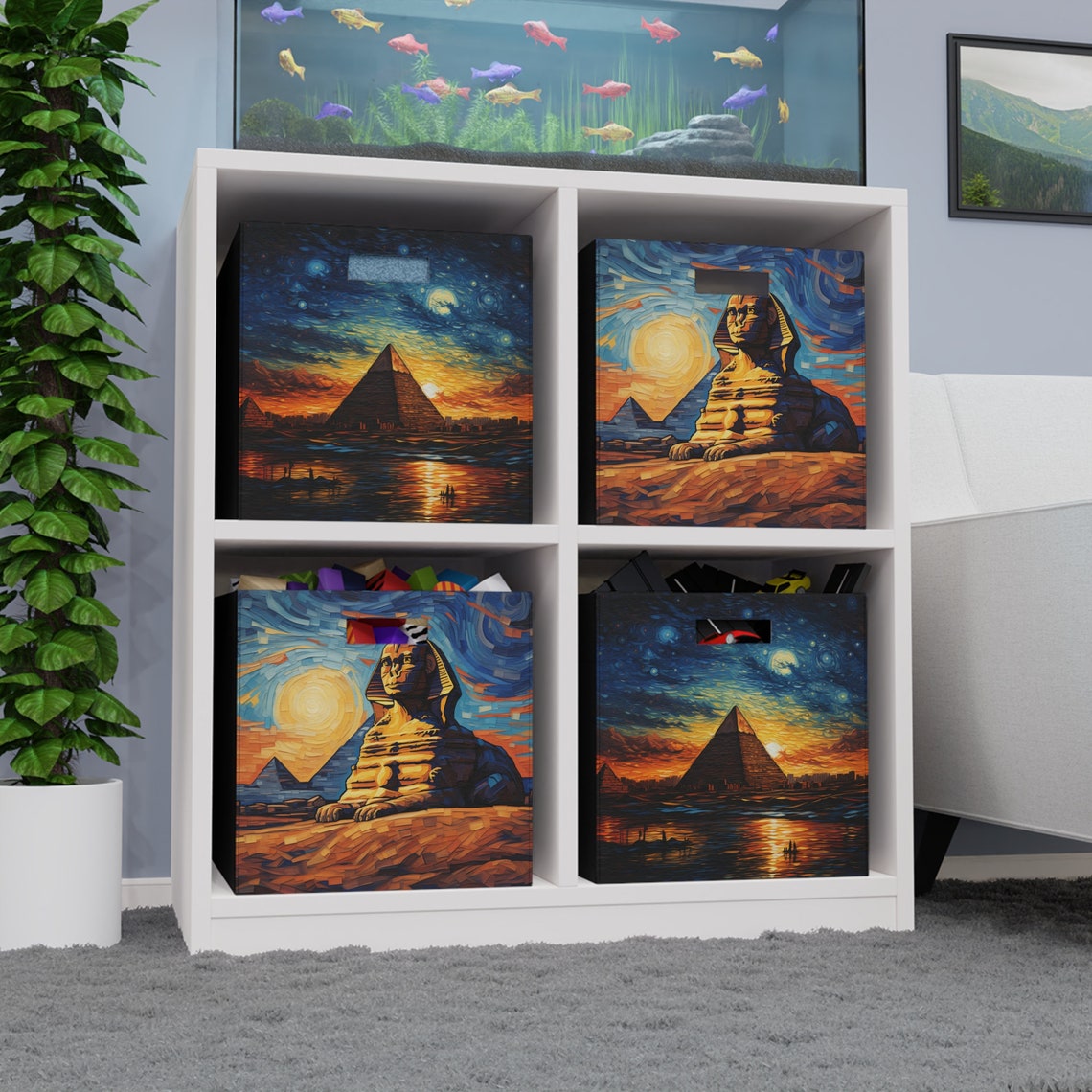 Van Gogh Starry Night Egyptian Art Felt Storage Box (1 per Order) - Etsy