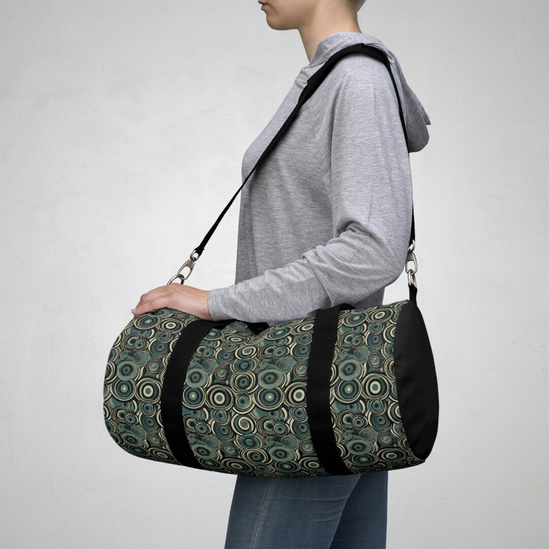 Turn Heads With Our Retro Chic Blue Circles Duffle Bag: Perfect for ...