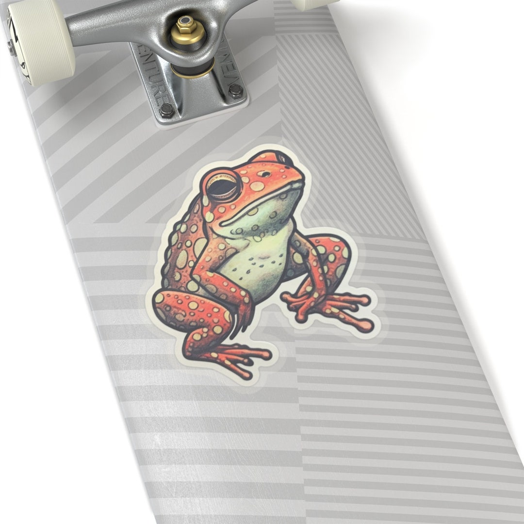 Whimsical Frog Vinyl Sticker, Kiss-cut Glossy Decal for Laptops ...