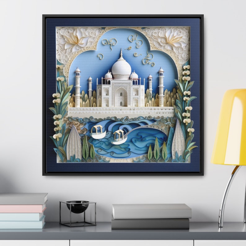 Majestic Taj Mahal 3D Canvas Art - Textured Botanical Architectural ...