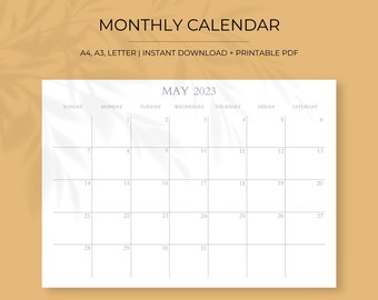 2023 Printable Calendar Landscape Minimalist Monthly Calendar - Etsy