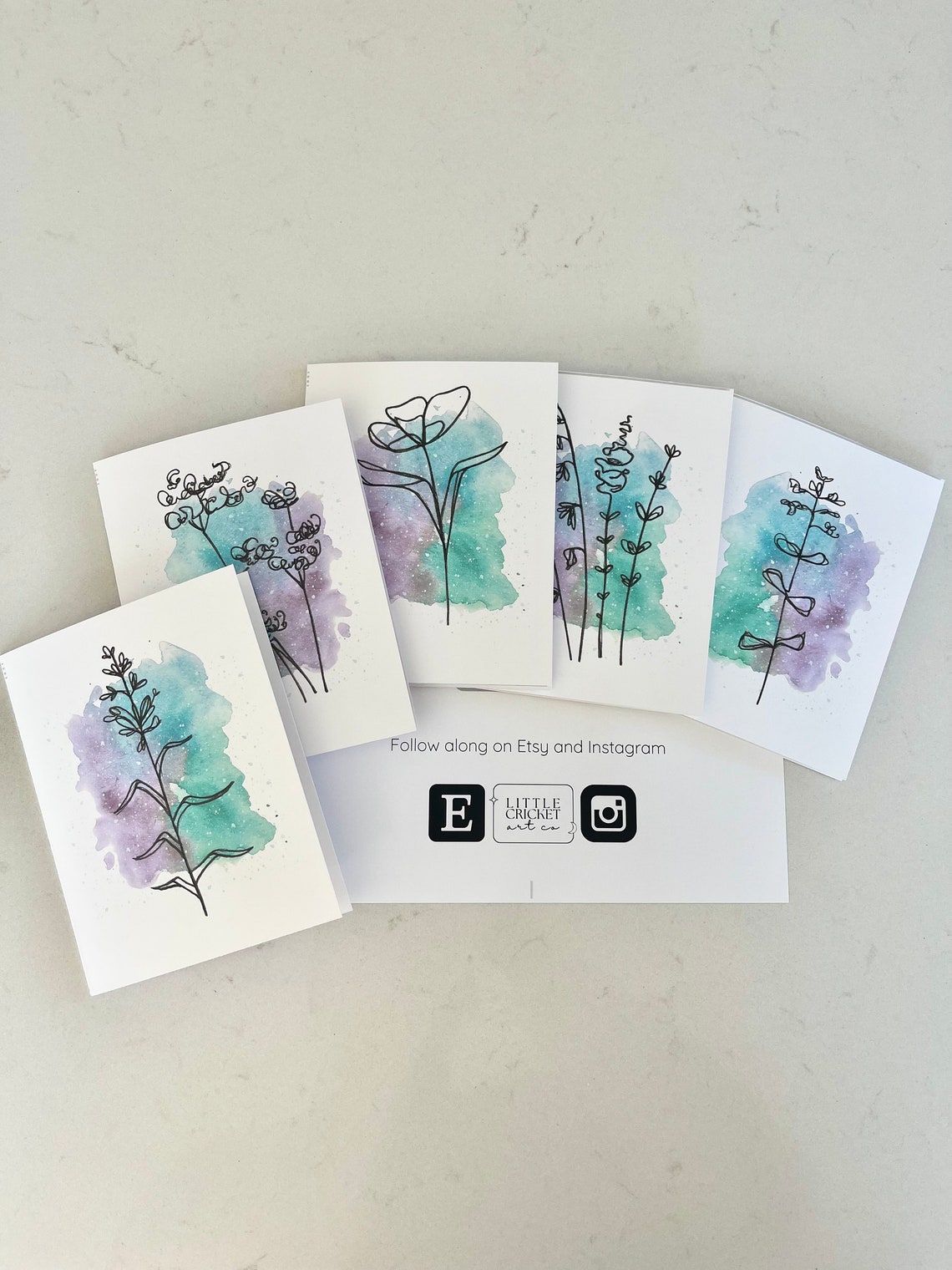 Universal Watercolor Flower Card Pdf 3 - Etsy