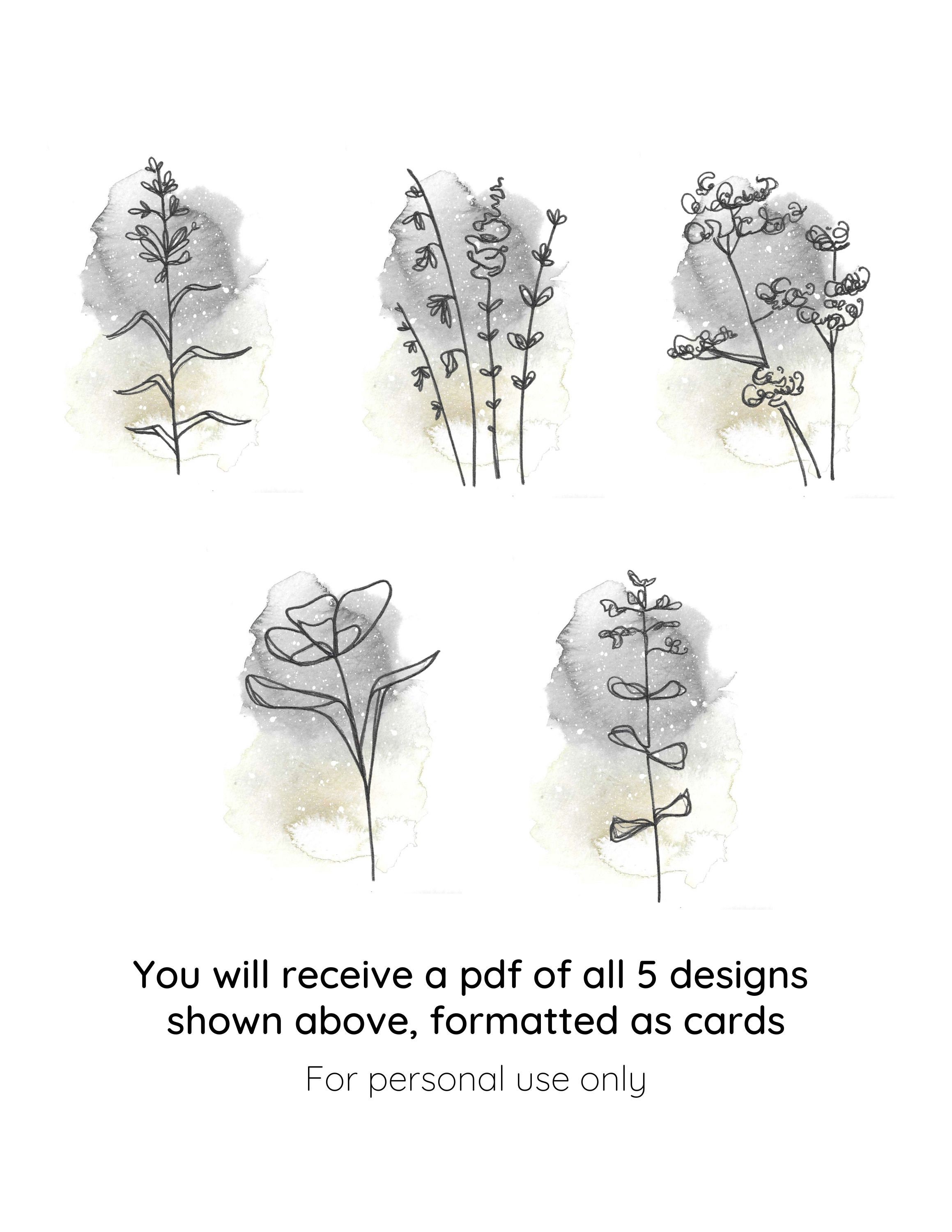 Universal Water Color Flower Card Pdf 4 - Etsy