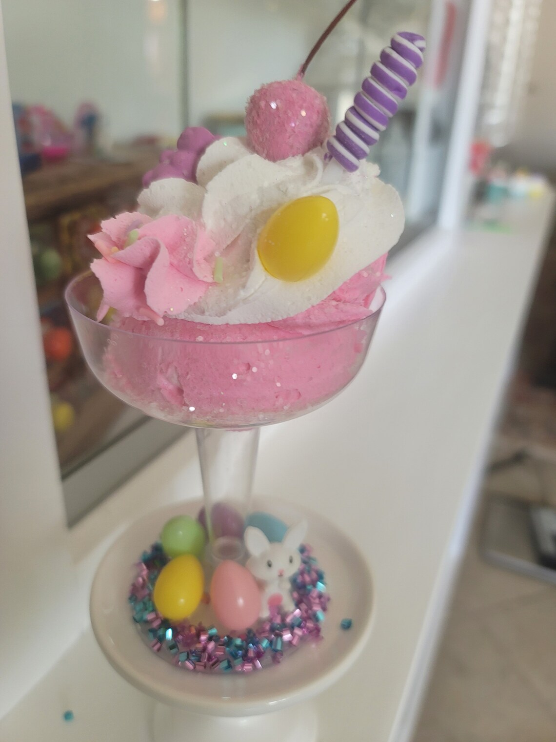 Faux Oce Cream Easter Decor, 3 Ice Cream Scoops Topped With Fake ...