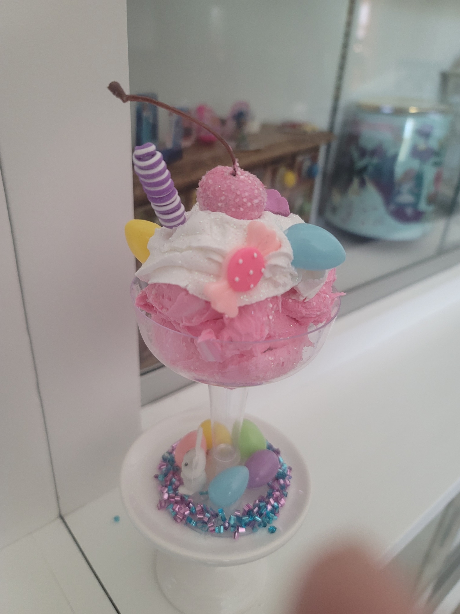 Faux Oce Cream Easter Decor, 3 Ice Cream Scoops Topped With Fake ...