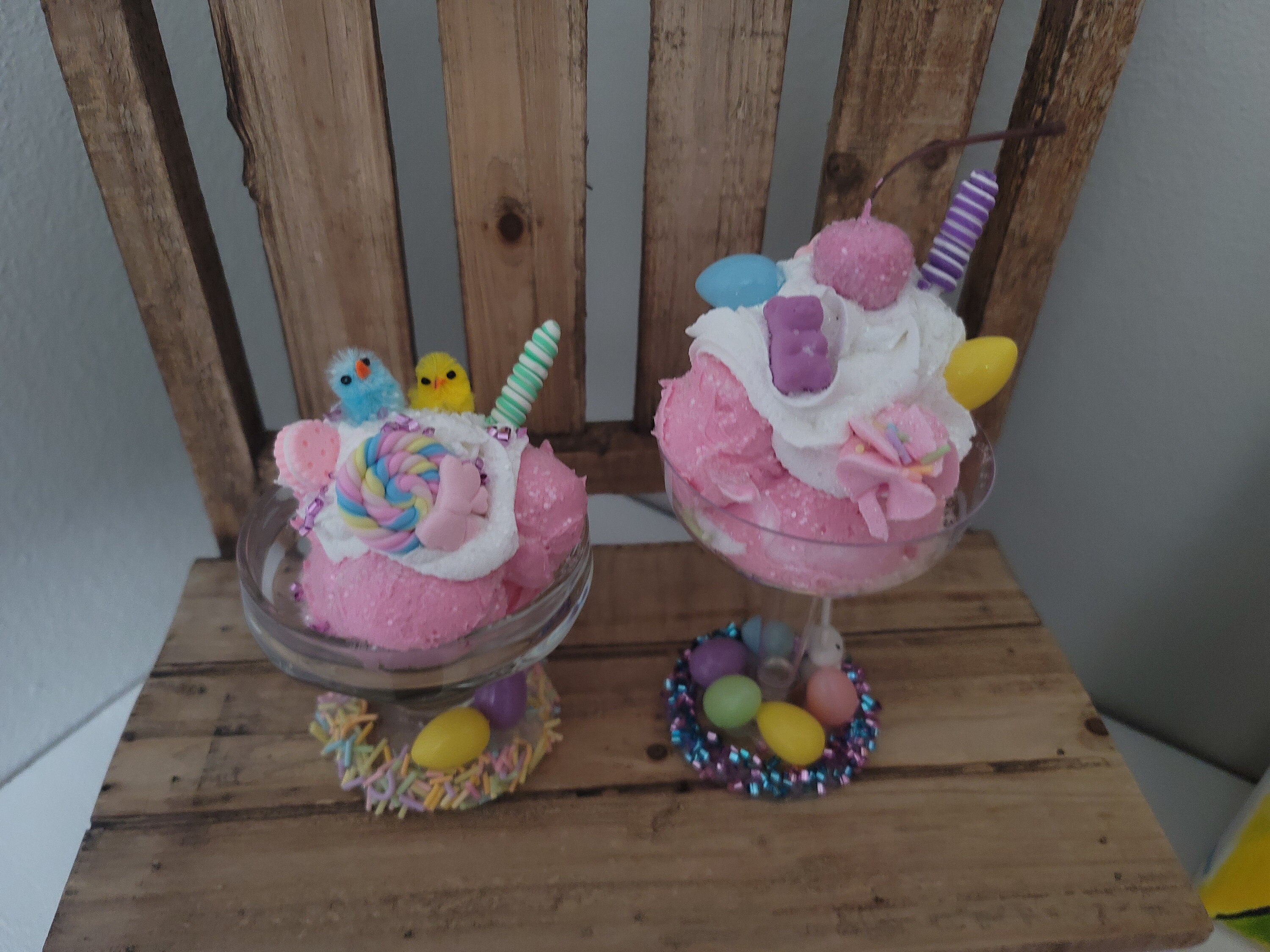 Faux Oce Cream Easter Decor, 3 Ice Cream Scoops Topped With Fake ...