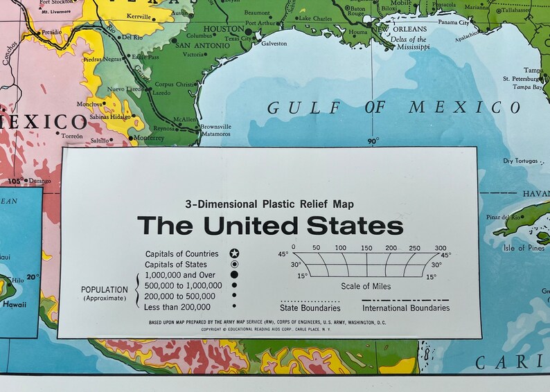 Plastic Relief Map of the United States Educational Aids Vintage - Etsy