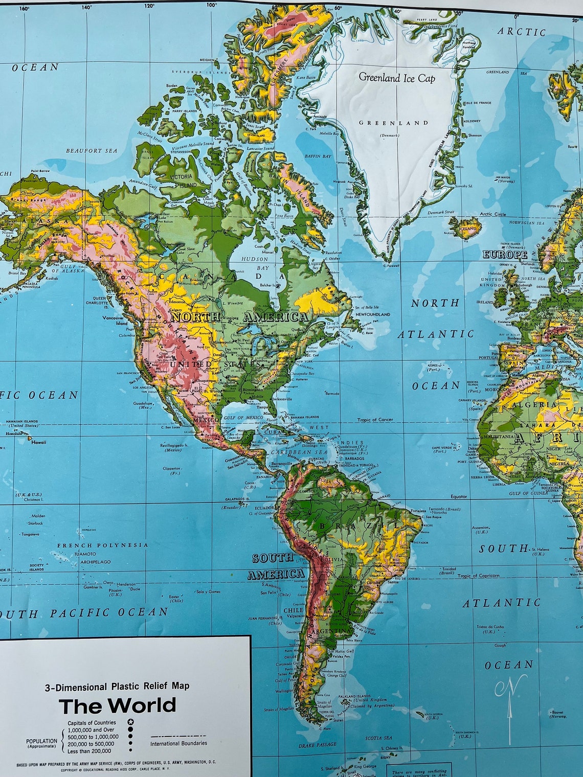 Plastic Relief Map of the World Educational Aids Vintage - Etsy