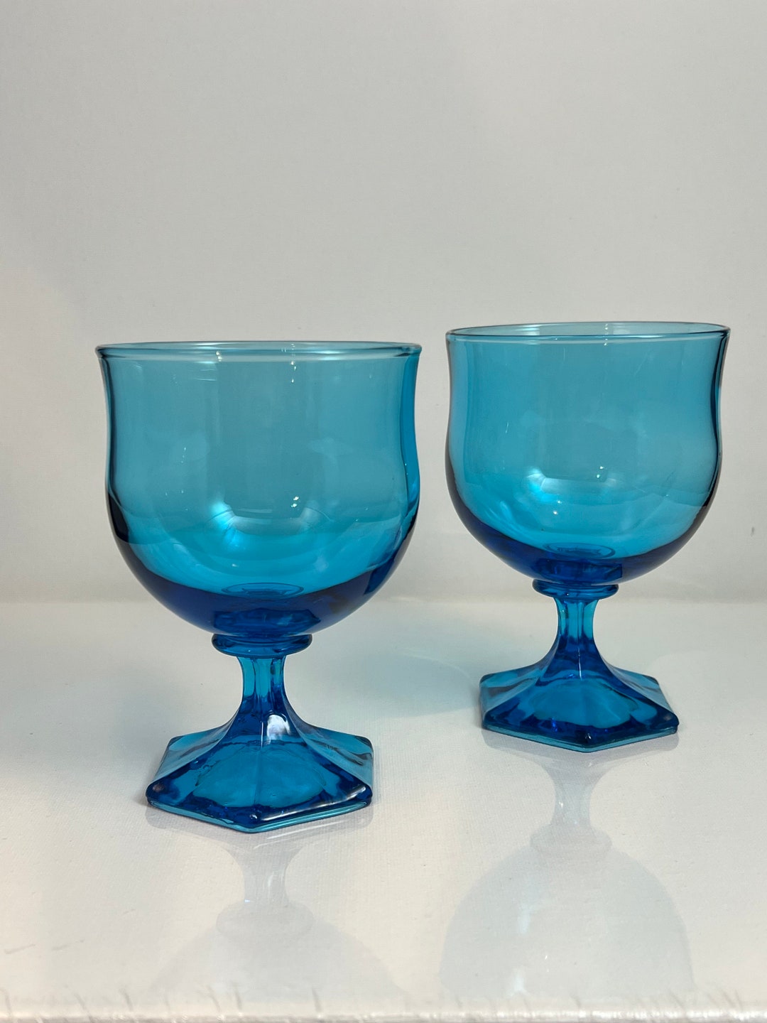 Anchor Hocking Flair Blue Goblets, Set of 2 - Etsy