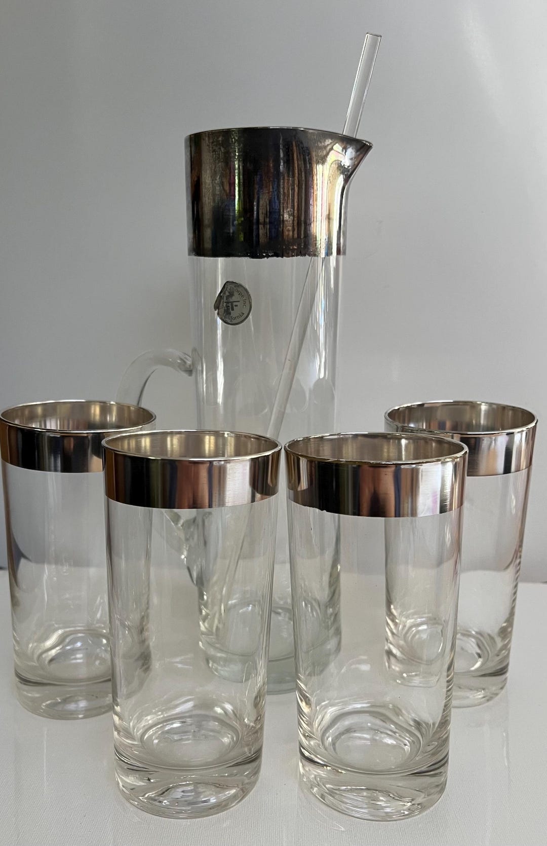 Dorothy Thorpe Allegro Cocktail Pitcher and 4 Glasses**as IS** Please ...