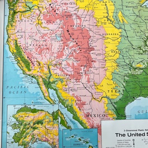 Plastic Relief Map of the United States Educational Aids Vintage - Etsy