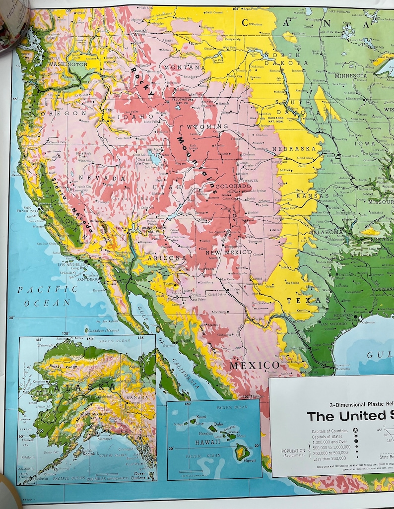 Plastic Relief Map of the United States Educational Aids Vintage - Etsy