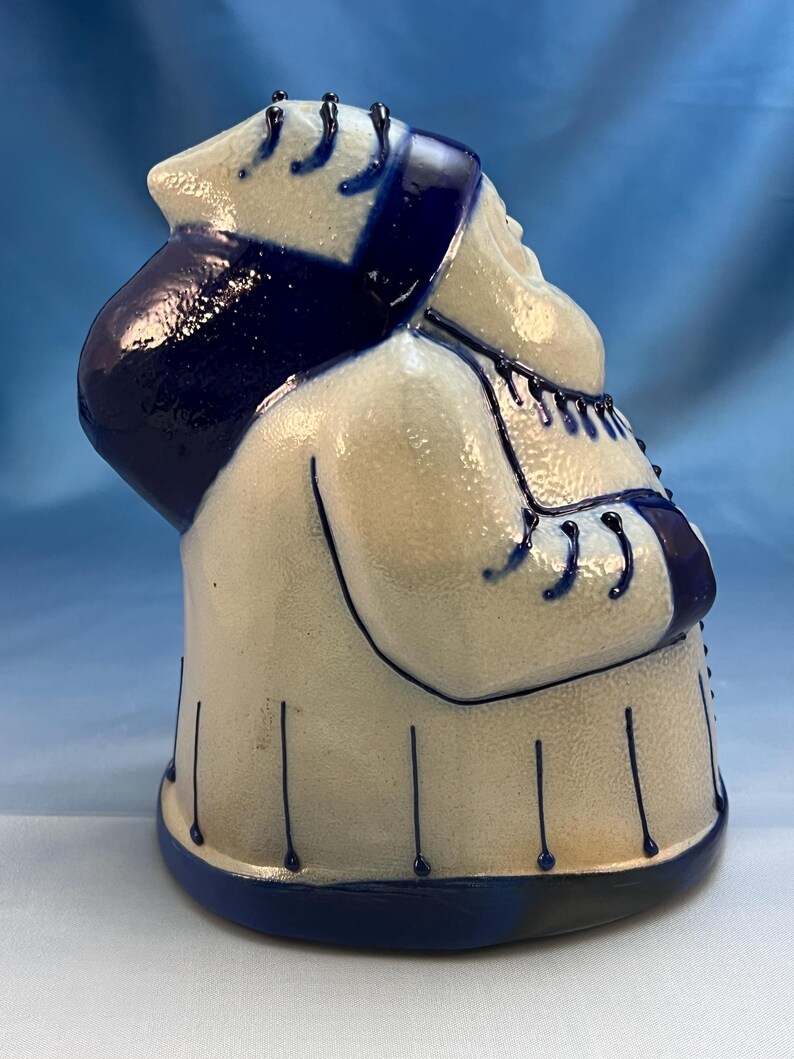 Eldreth Pottery Blue Salt Glaze Santa, Chubby Santa With Sack - Etsy