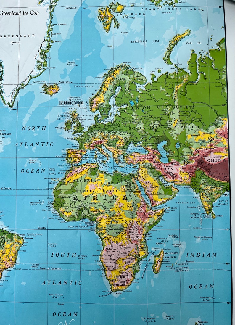 Plastic Relief Map of the World Educational Aids Vintage - Etsy