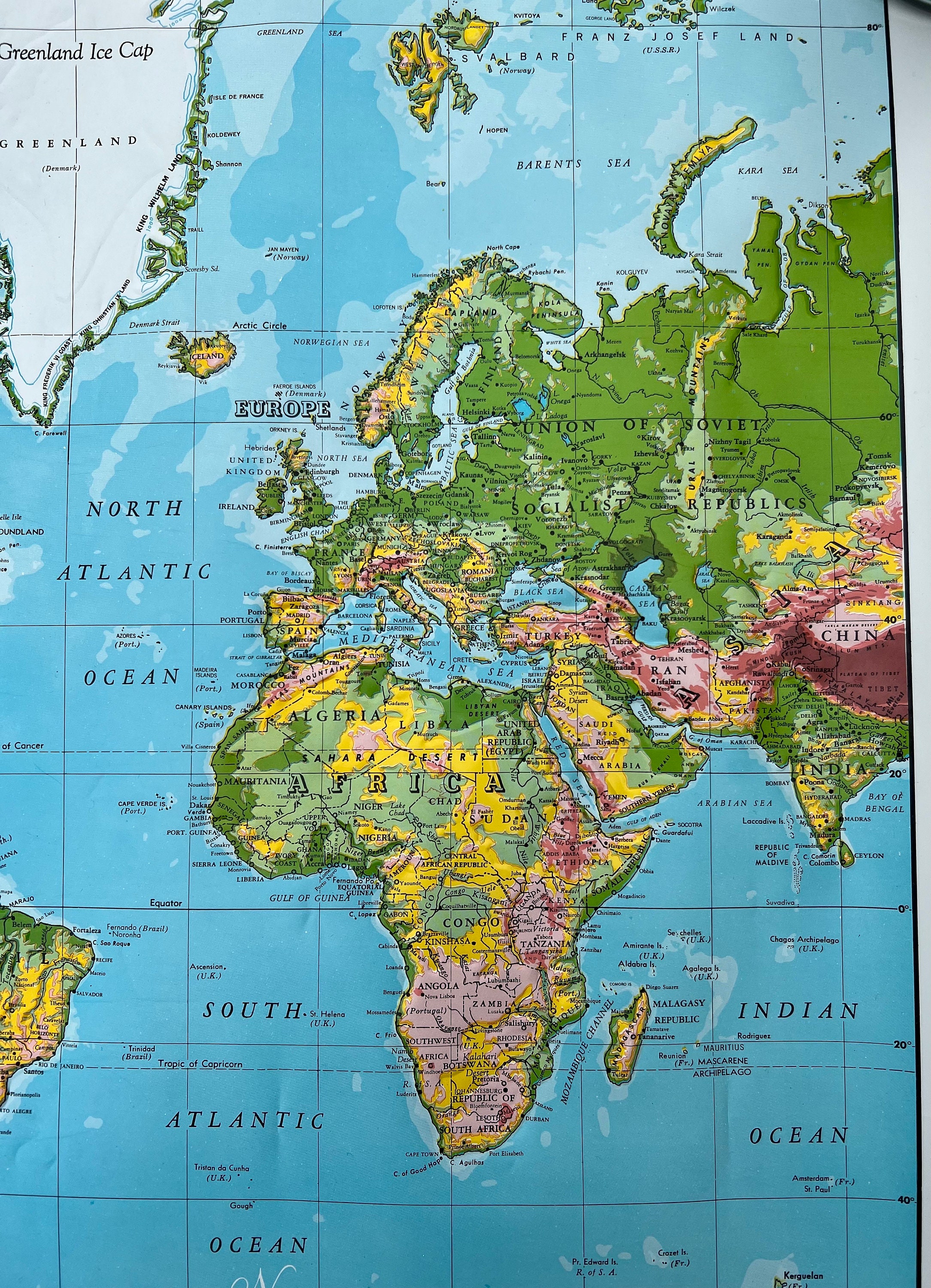 Plastic Relief Map of the World Educational Aids Vintage - Etsy