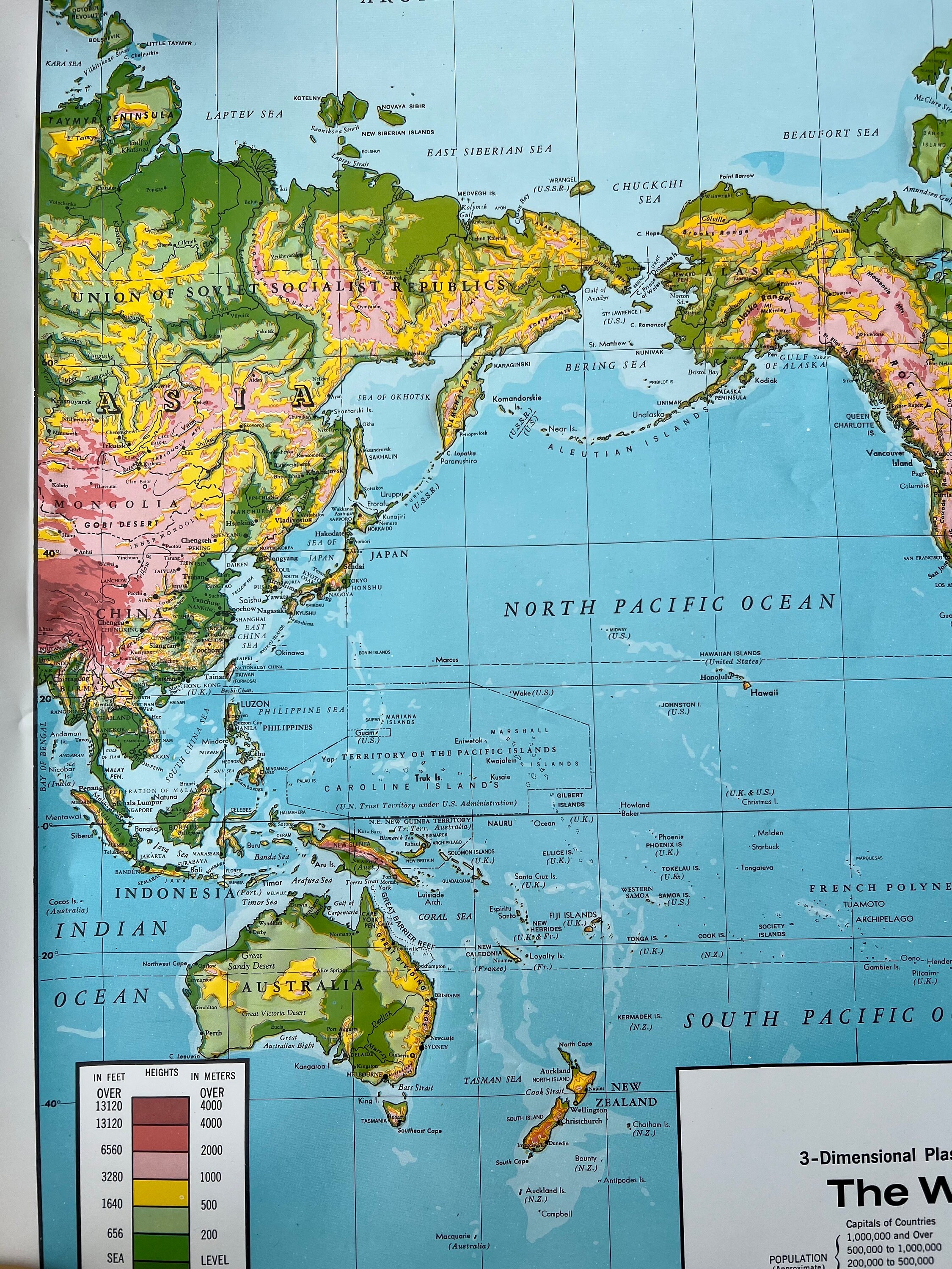 Plastic Relief Map of the World Educational Aids Vintage - Etsy