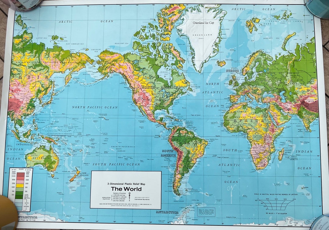 Plastic Relief Map of the World Educational Aids Vintage - Etsy