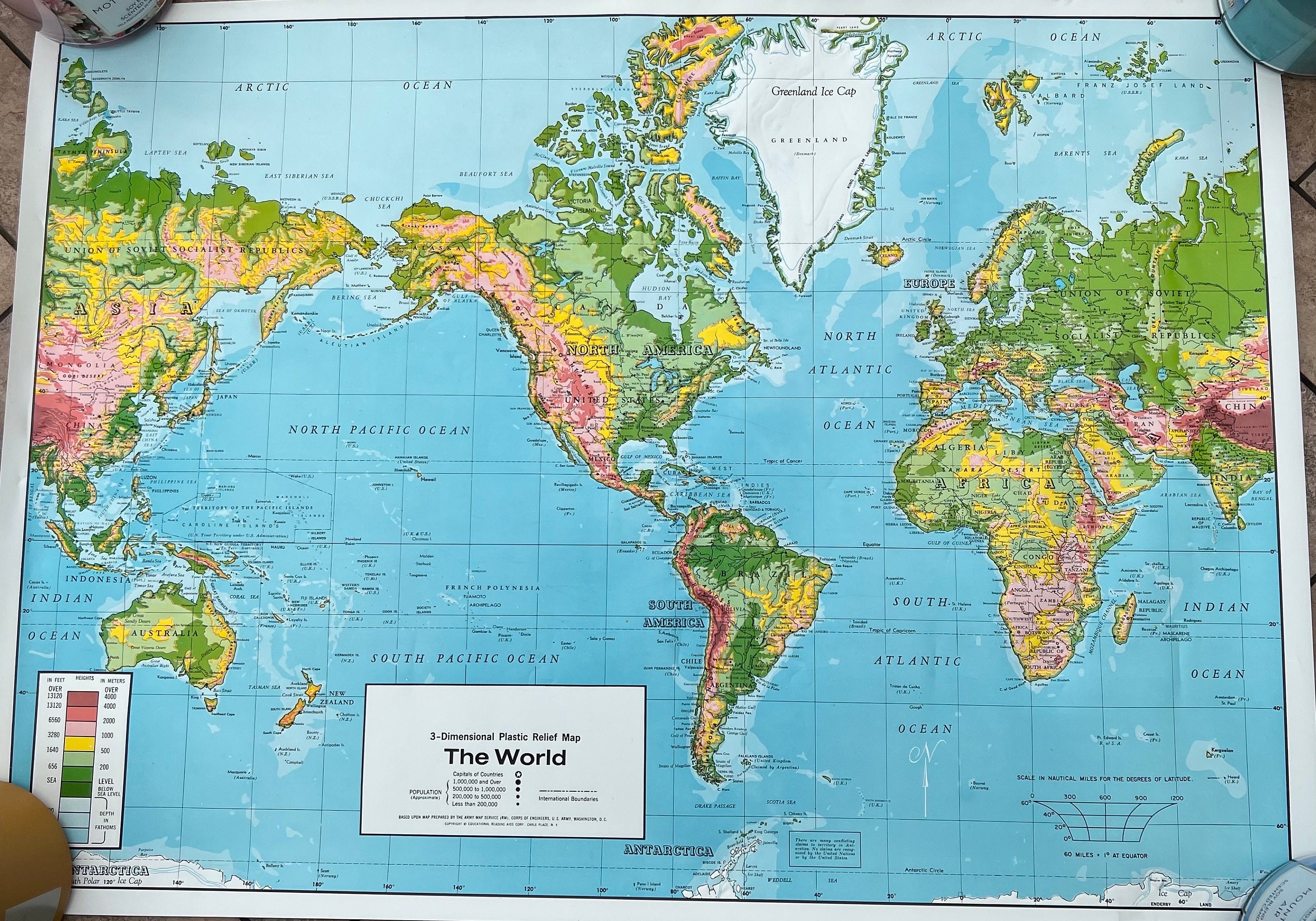 Plastic Relief Map of the World Educational Aids Vintage - Etsy