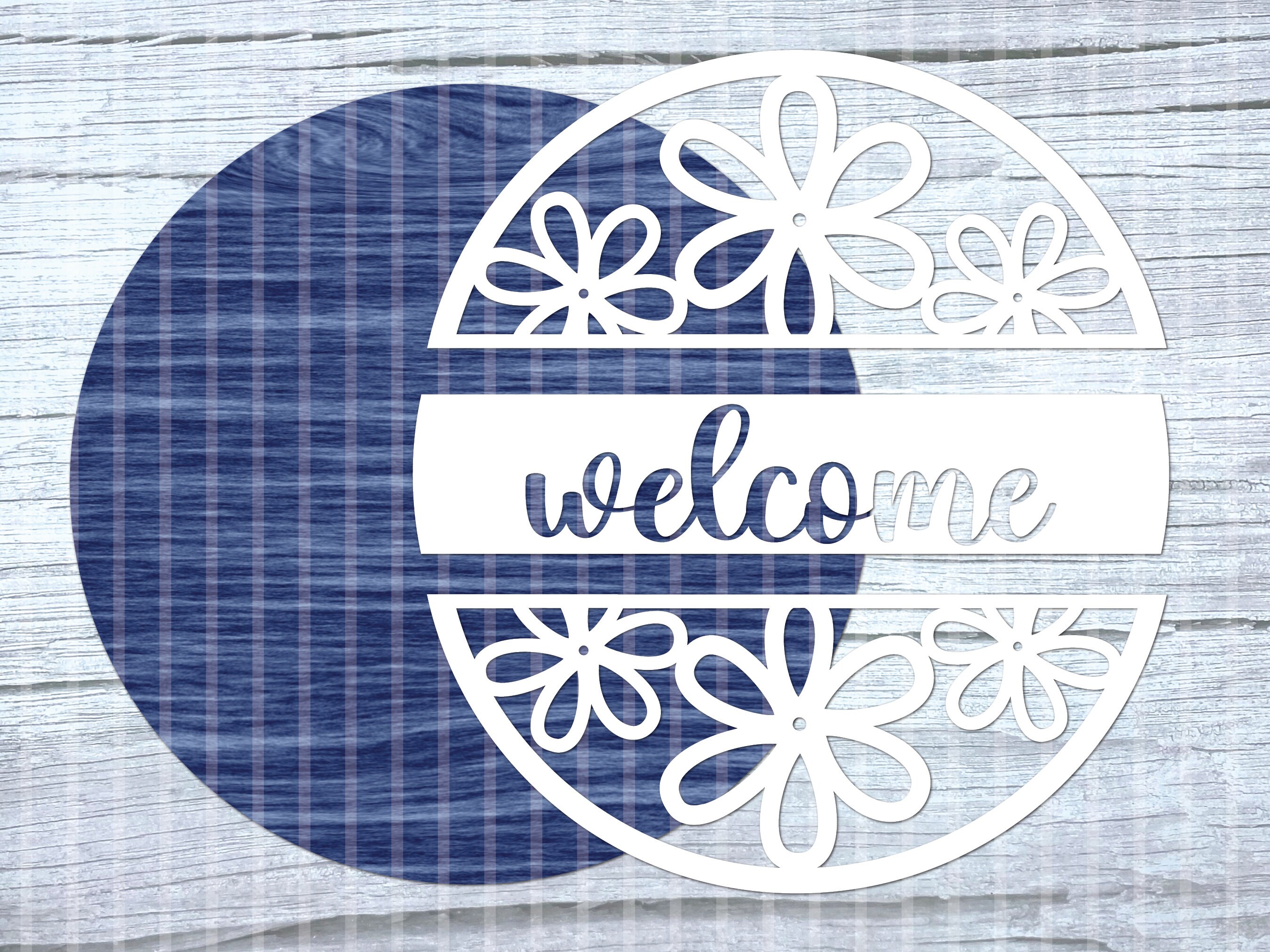 Welcome Daisy Round, Digital Download, Round Door Hanger SVG, PDF, EPS ...