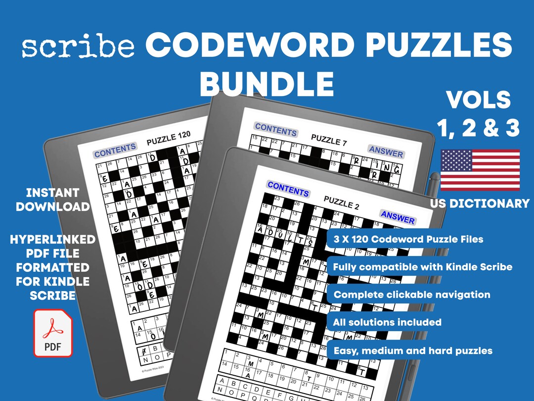 Kindle Scribe Codeword Puzzles Bundle Games and Puzzles PDF Template With Hyperlinks Digital ...