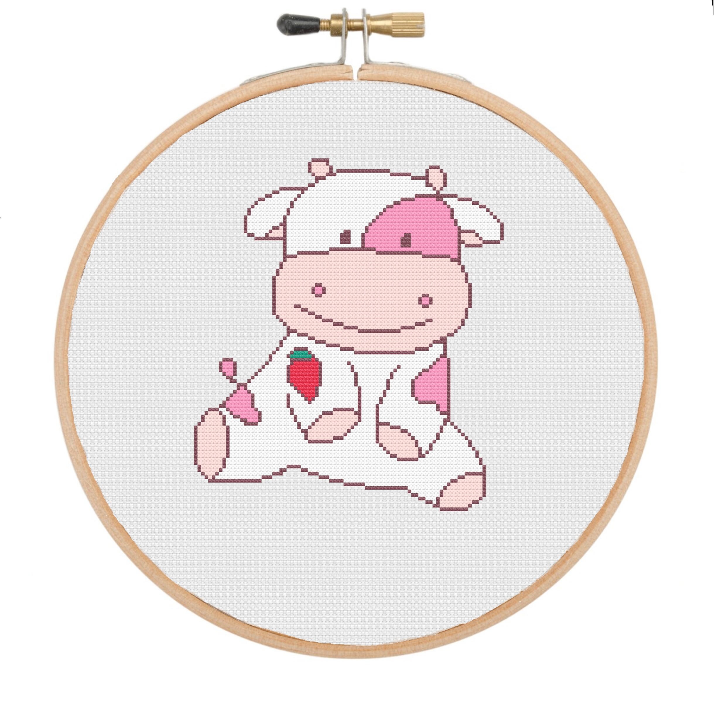 Strawberry Cow Counted Cross Stitch Pattern- Instant PDF Download - Etsy