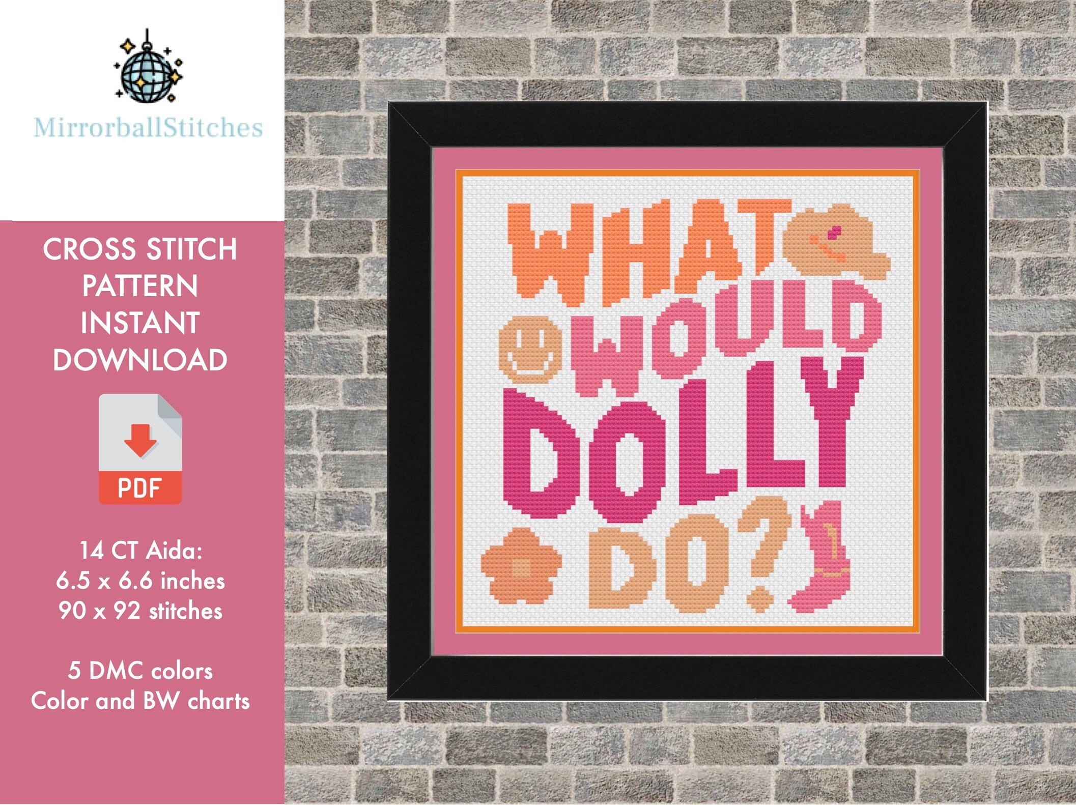 Dolly Parton Cross Stitch Pattern: What Would Dolly Do? (PDF Download ...