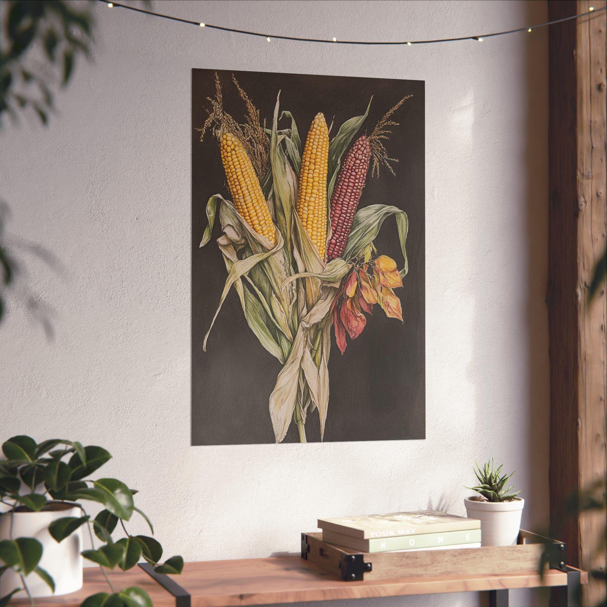 Corn Art Print, Corn Illustration Poster, Fall Artwork, Corn Wall Art ...