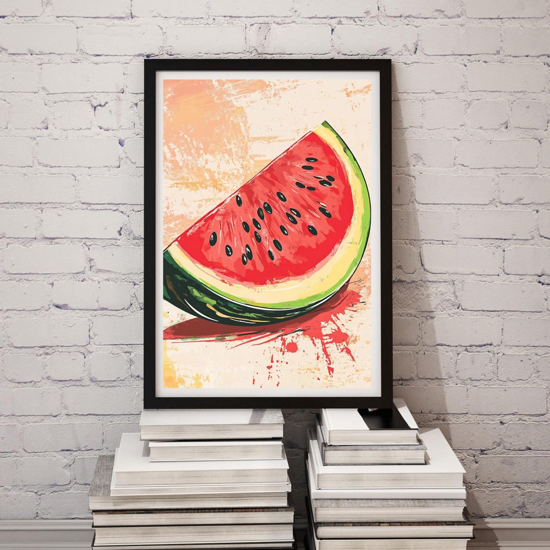 Watermelon Wall Art, Fruit Kitchen Print Digital Download, Watercolor ...