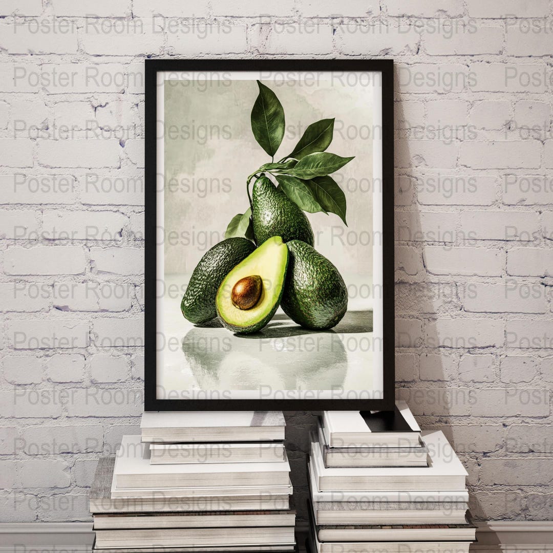 Avocado Art Print, Modern Kitchen Decor, Avocado Wall Art, Digital ...